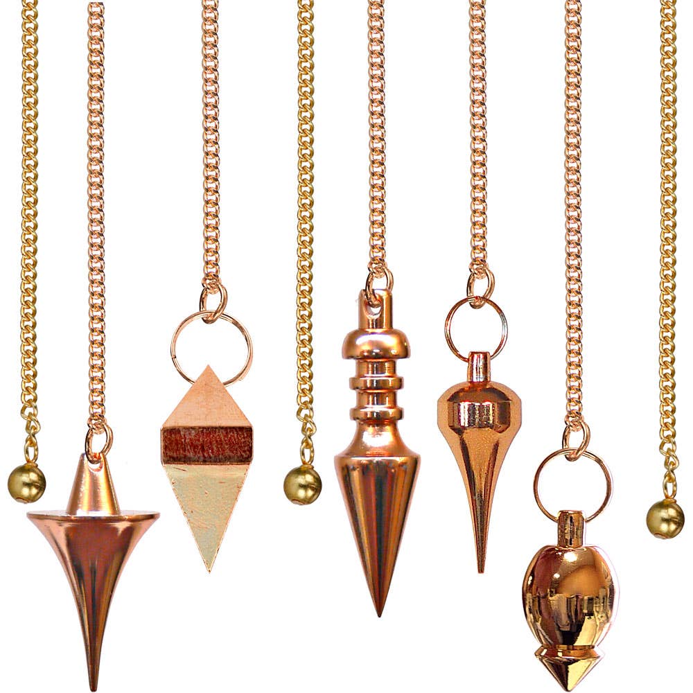 Copper-Finish Pendulums – Assorted Shapes for Divination & Energy Work